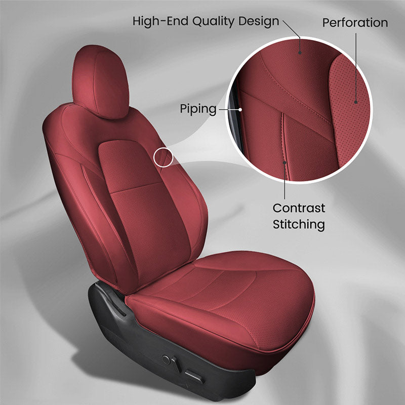 TAPTES Red Wine Seat Covers for Tesla Model Y 2020 2024 Red Wine Lea TAPTES 1000 Accessories for Tesla